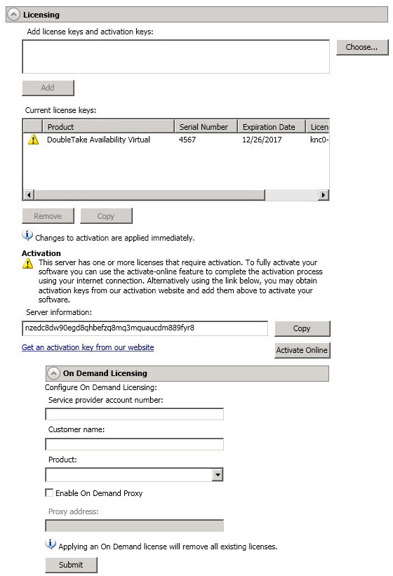 Activating a single license