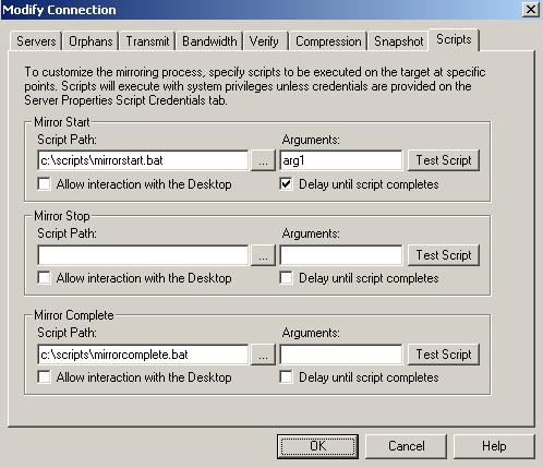 Running scripts during mirroring