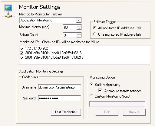 Configuring failover monitoring