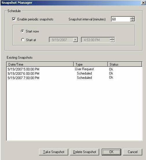 Managing application job snapshots